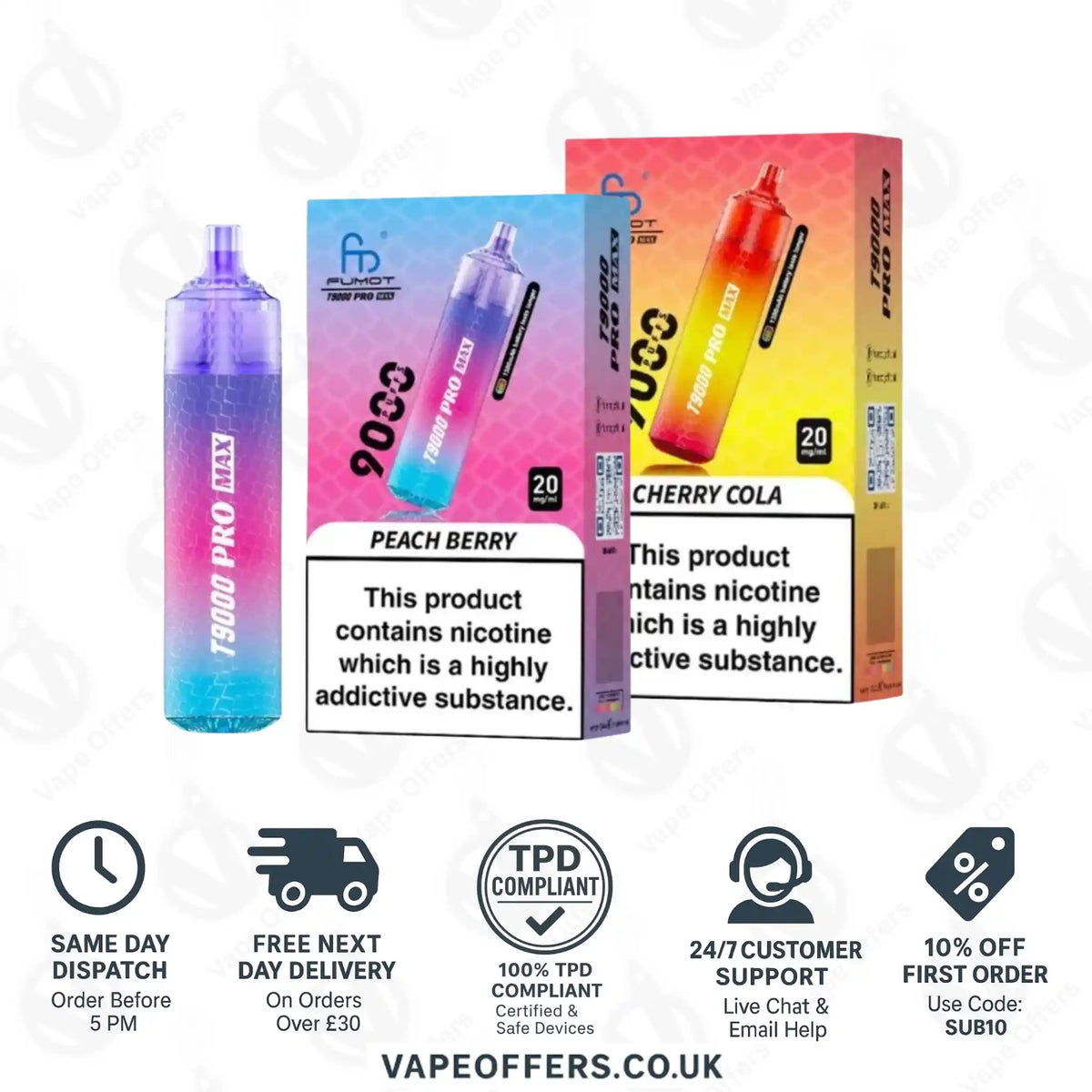 RandM Fumot T9000 Pro Max 9k Prefilled Pod Vape Kit - Get 2 For £16