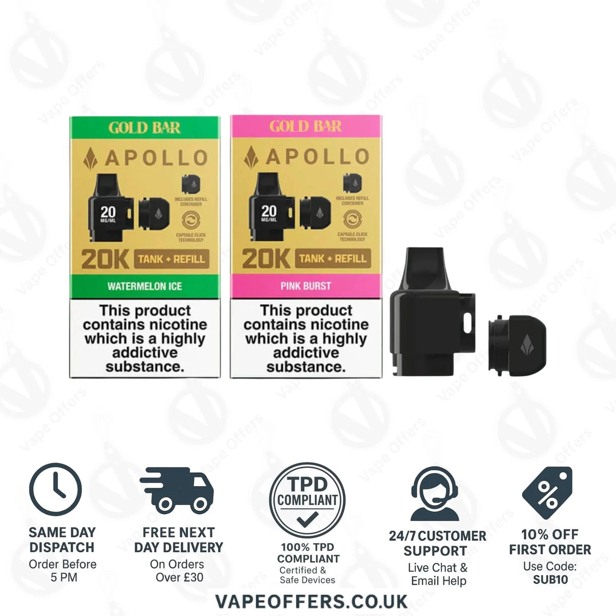 Gold Bar Apollo 20K Puffs Prefilled Pods | Vape Offers UK