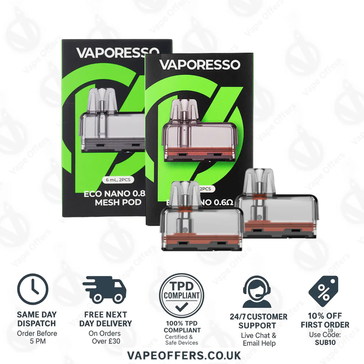 Vaporesso Eco Nano & Eco Nano Pro Replacement Pods | Vape Offers UK